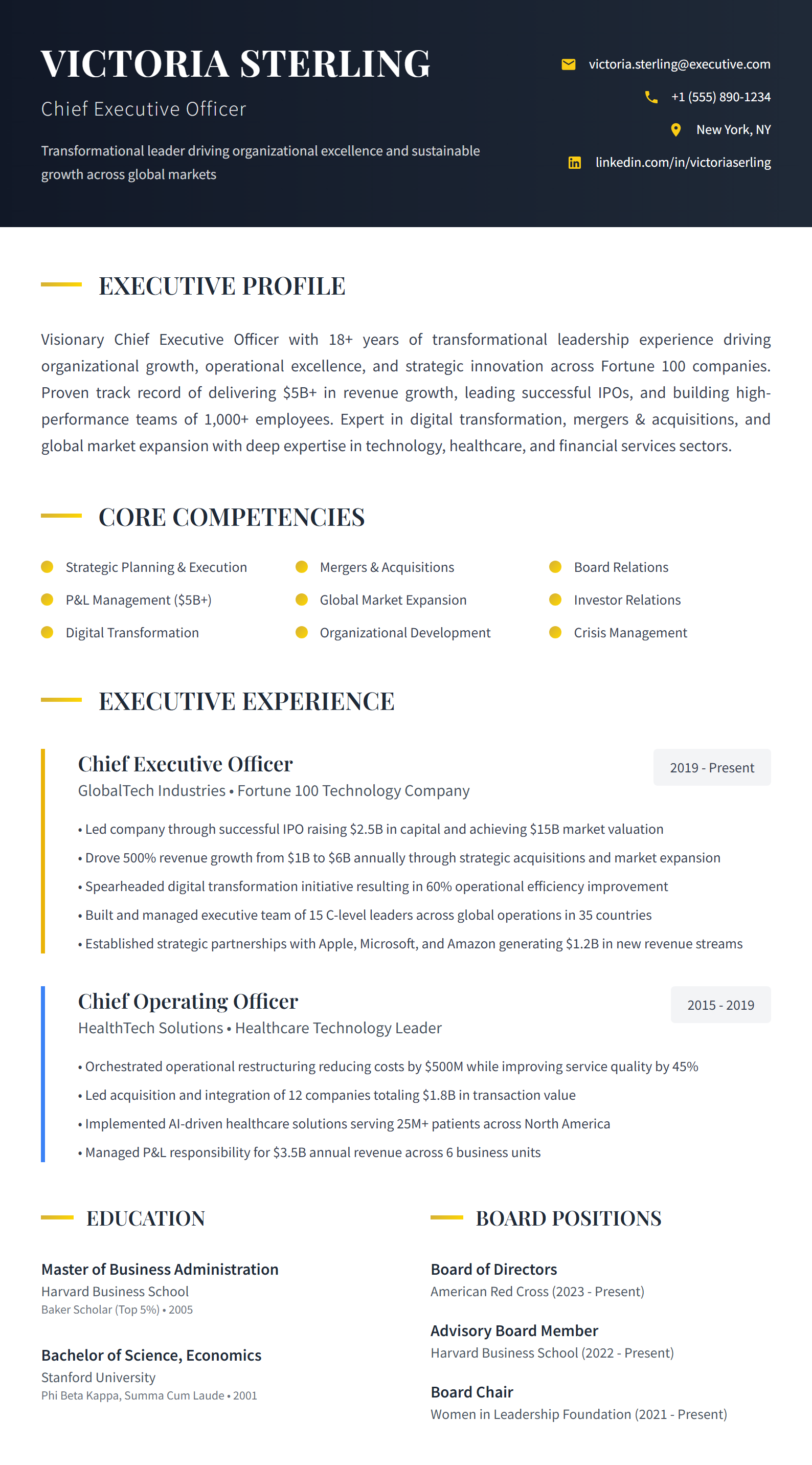 Luxury Executive Resume - Resume Template